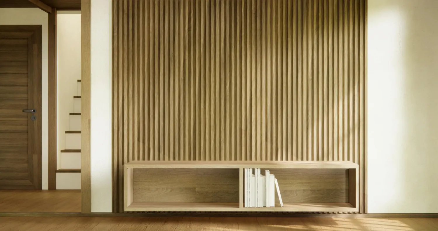 Painéis ripados reciclados